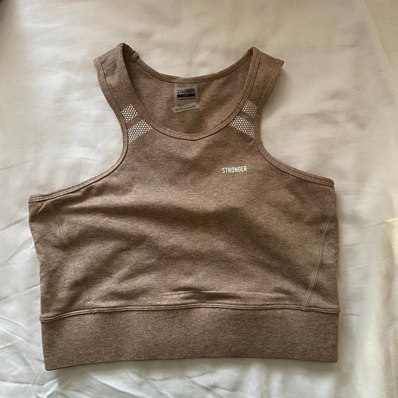 Stronger | Tops | Stronger Beige Sports Bra | Poshmark